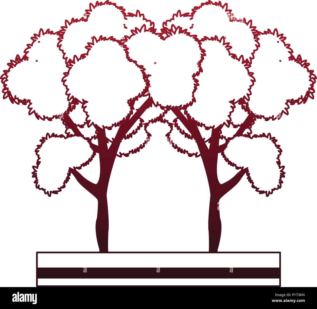 Trees on ground red lines Stock Vector Image & Art - Alamy