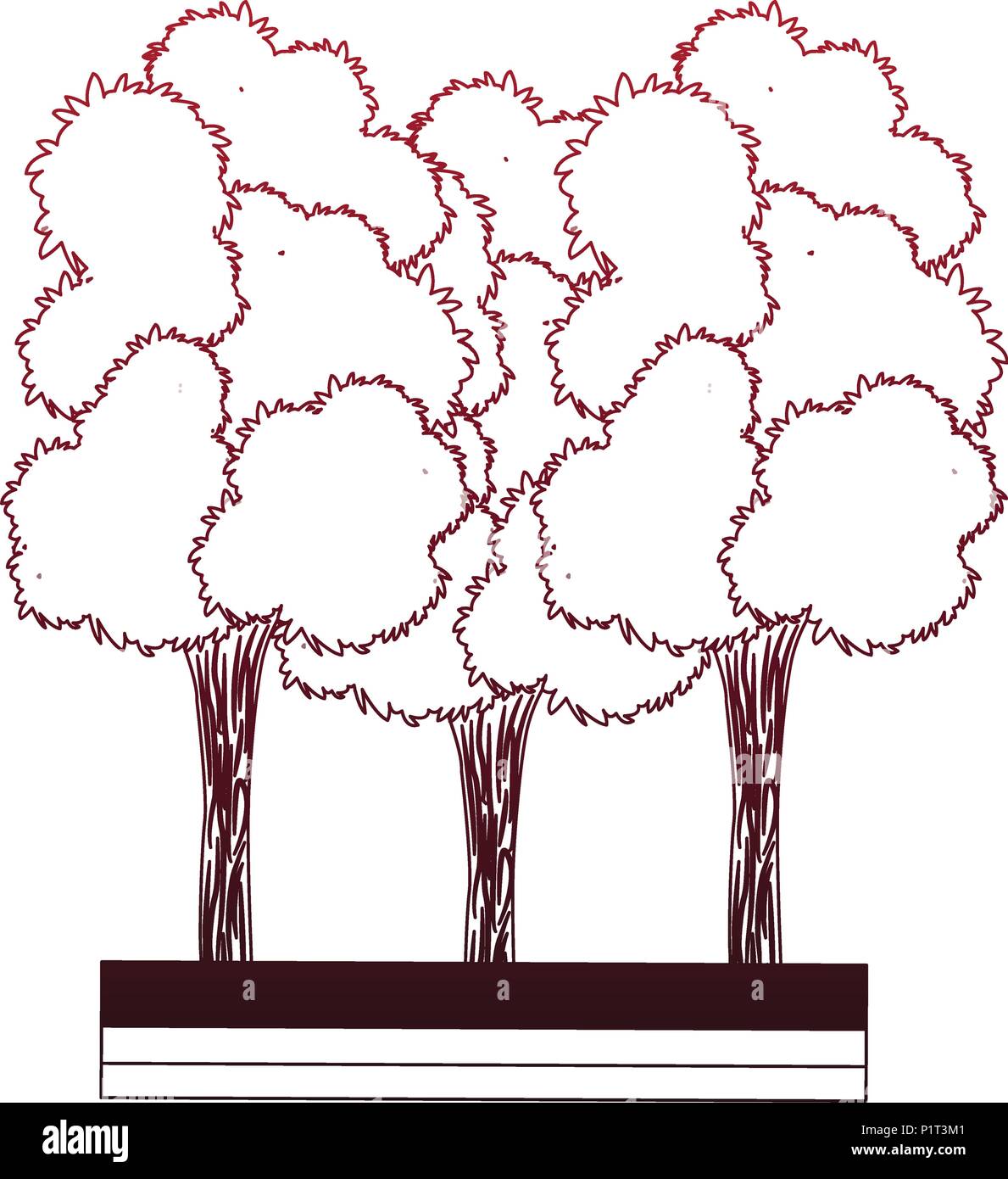 Trees on ground red lines Stock Vector Image & Art - Alamy