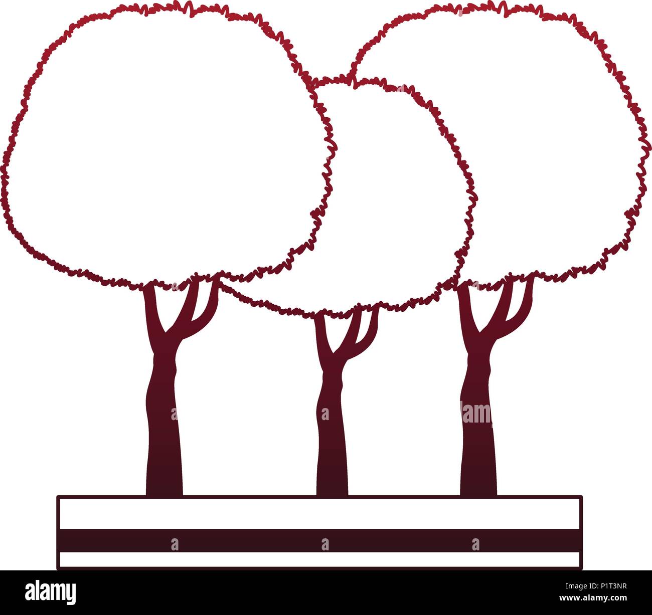 Trees on ground red lines Stock Vector Image & Art - Alamy