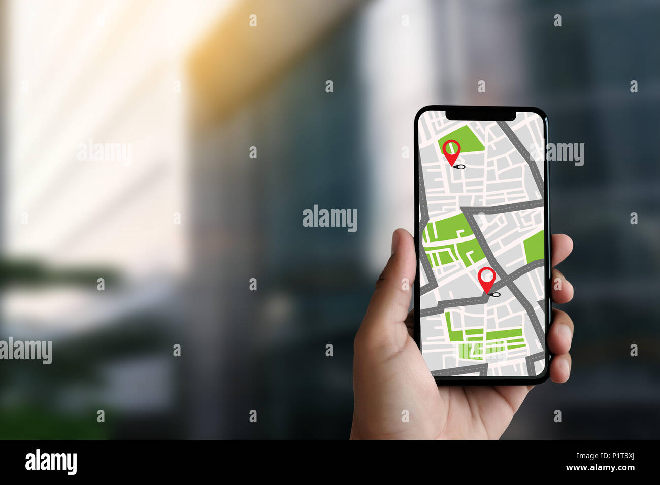 GPS Map to Route Destination network connection Location Street Map ...