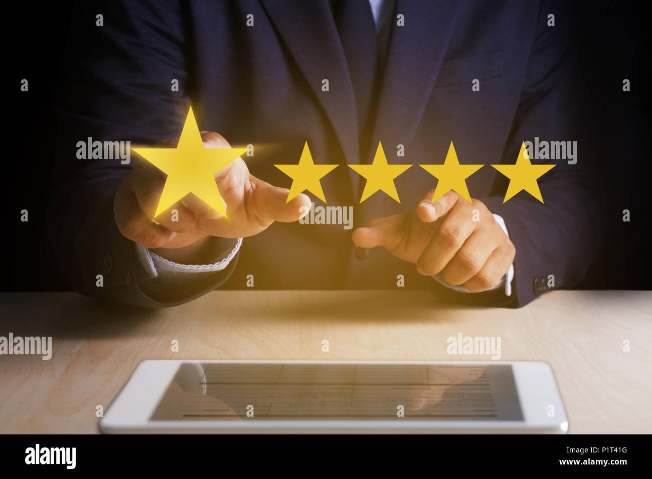 Man Happy Customer give Five Star Rating Experience Customer service ...