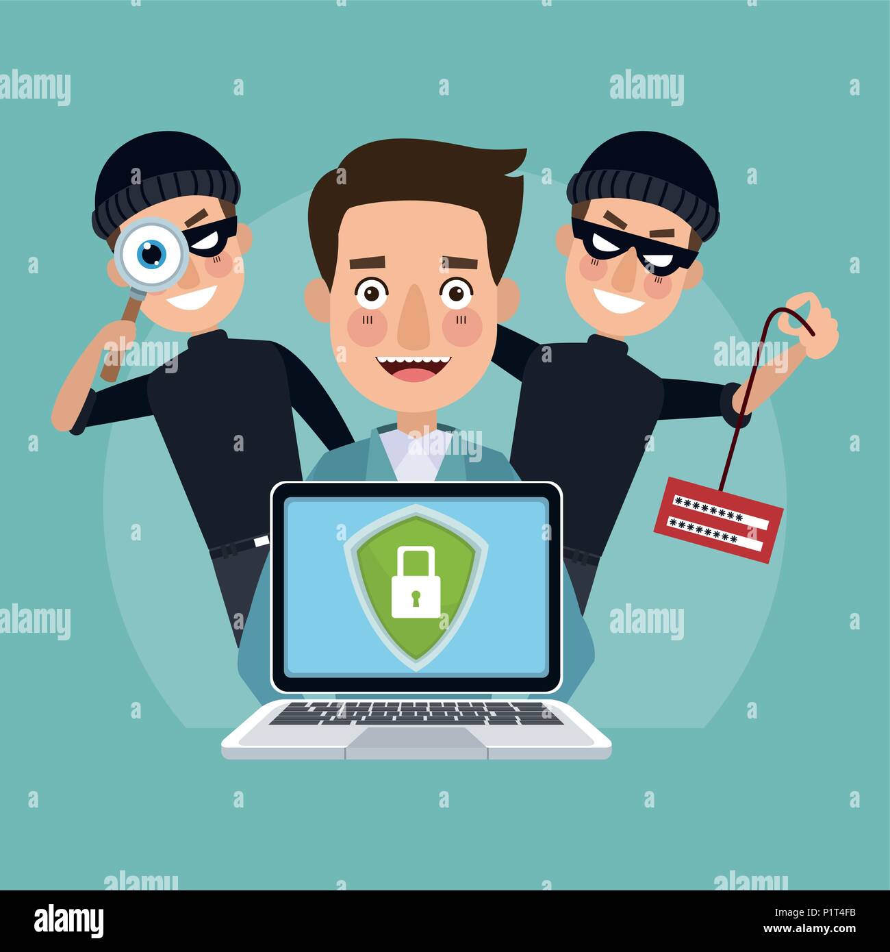 Hacker behind computer Stock Vector Images - Alamy