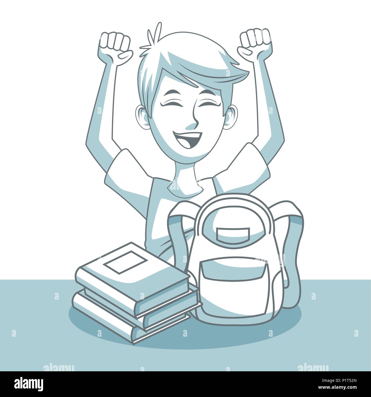 Happy student boy cartoon Stock Vector Image & Art - Alamy