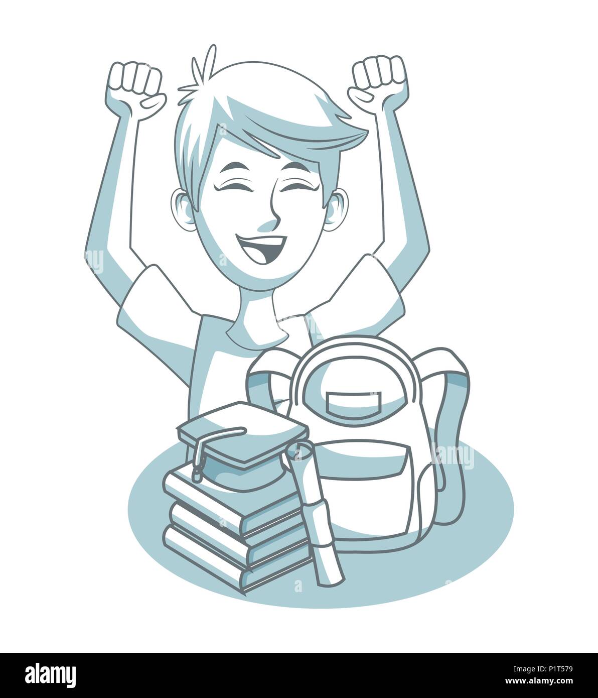 Happy student boy cartoon Stock Vector Image & Art - Alamy