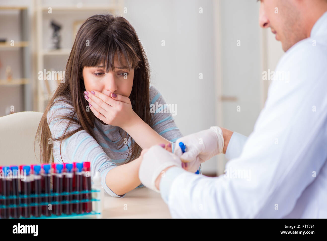 Patient during blood test sampling procedure taken for analysis Stock ...