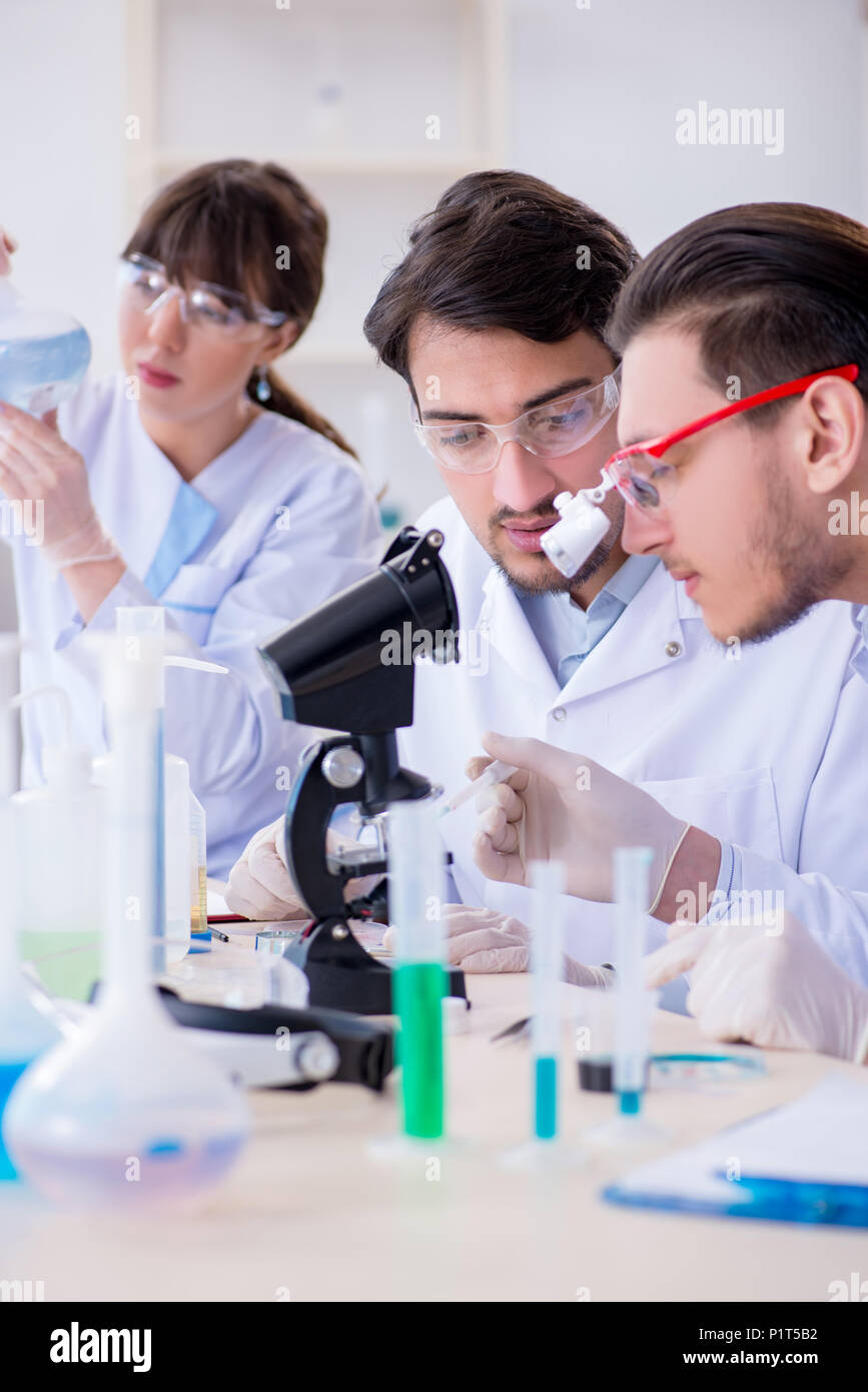 Team of chemists working in the lab Stock Photo - Alamy