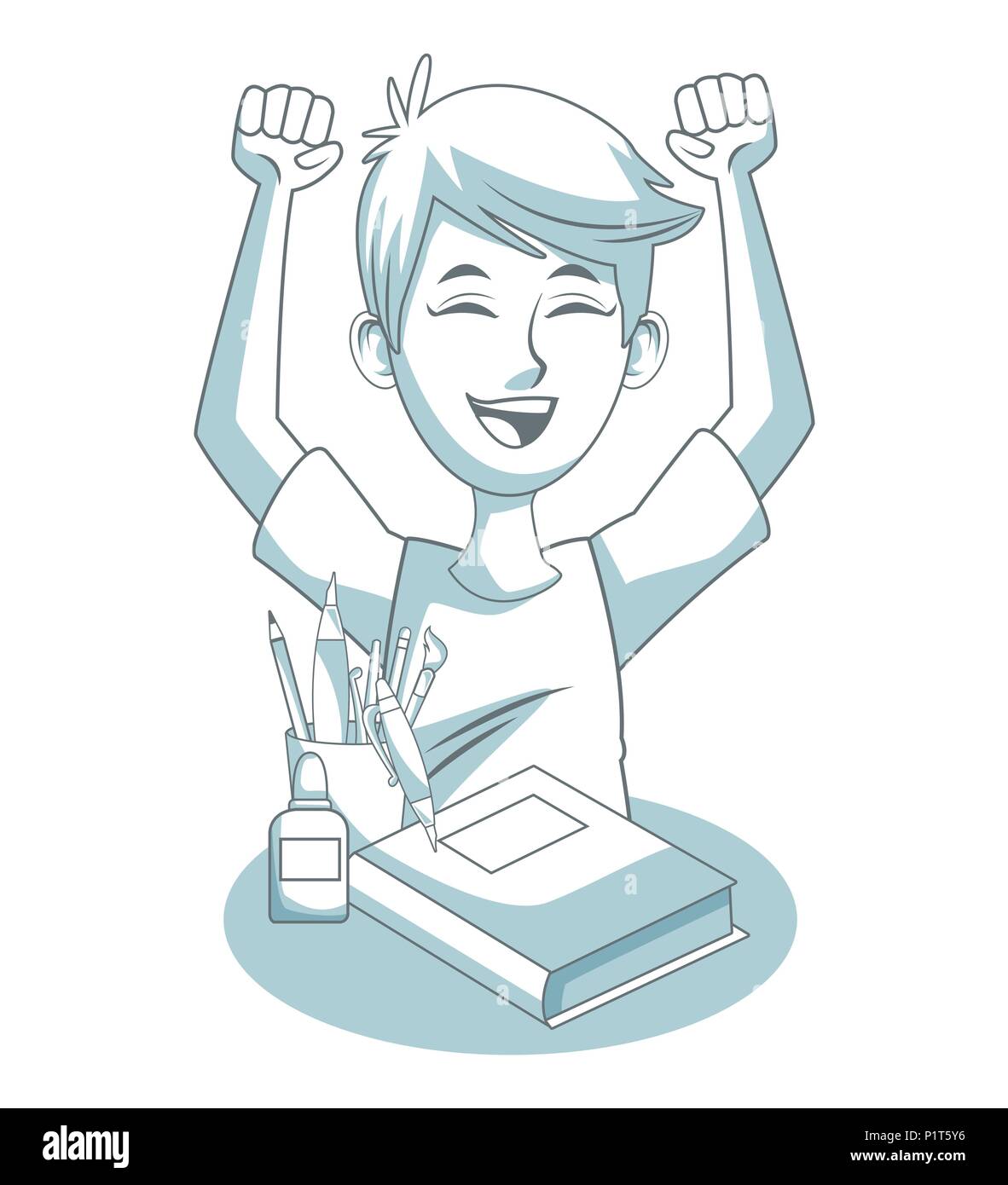 Happy student boy cartoon Stock Vector Image & Art - Alamy