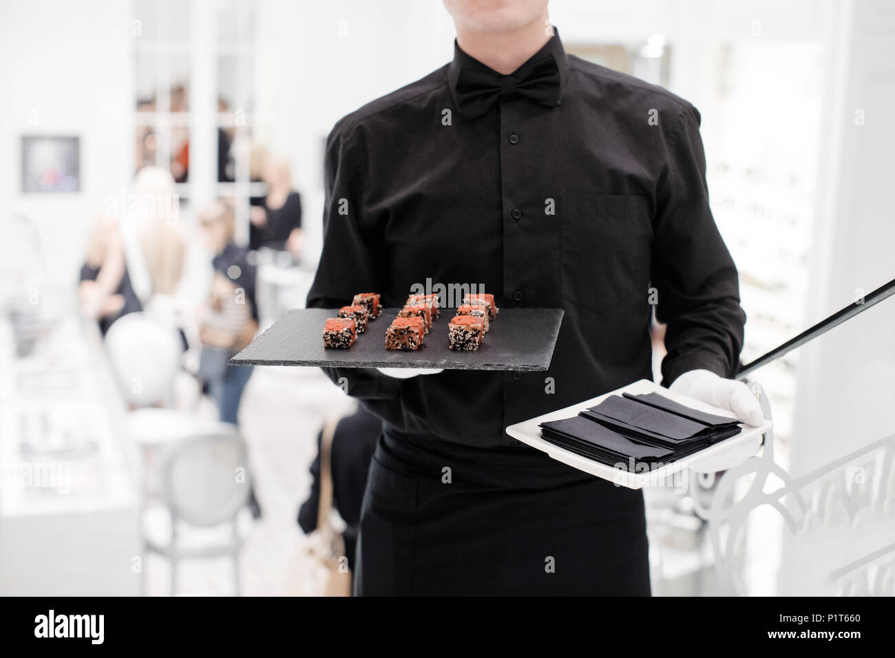 Waitress Serving Food In Restaurant Highres Stock Photo