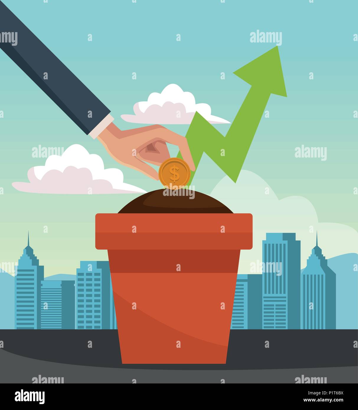 Money plant in pot cartoon Stock Vector Image & Art - Alamy