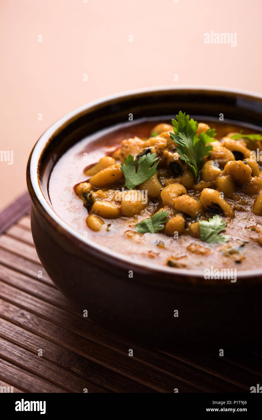 Black Eyed Kidney Beans Curry or Chawli chi usal / masala, served in a ...