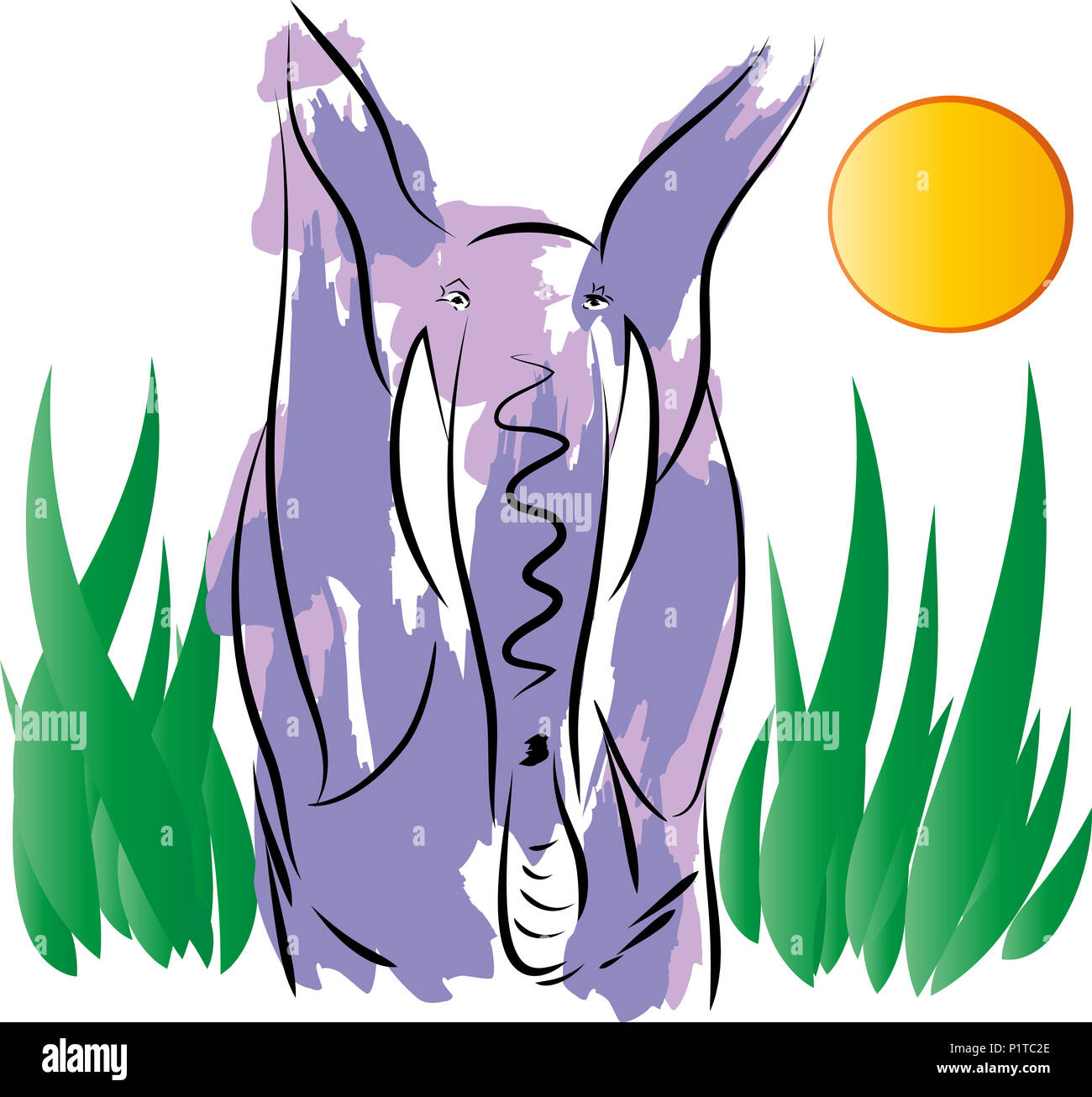 Elephant illustration of standing colorful elephant leaf background ...