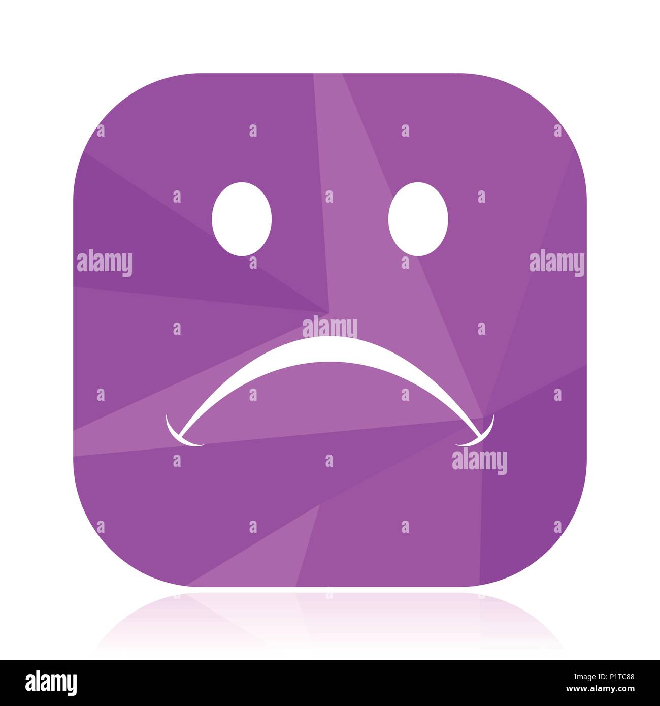 Cry flat vector icon. Sad violet web button. Emoticon internet square ...
