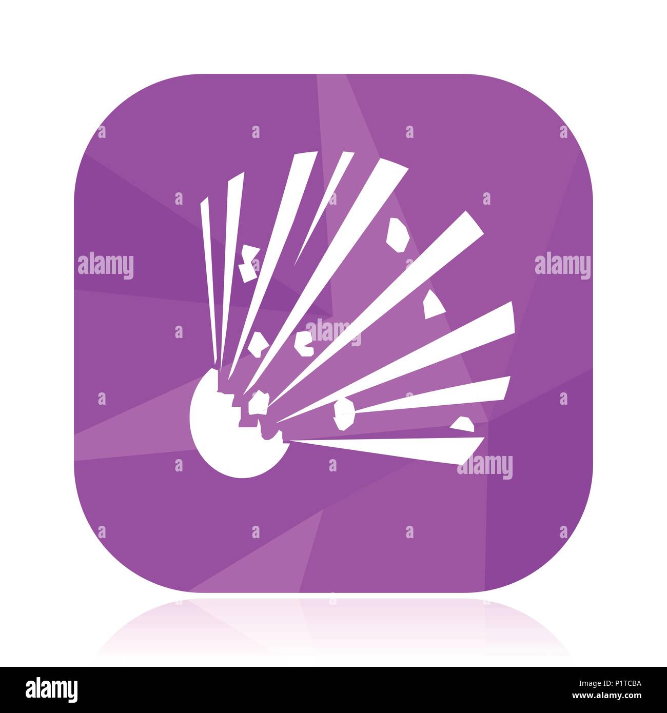 Bomb flat vector icon. Explosive violet web button. Explosion internet ...