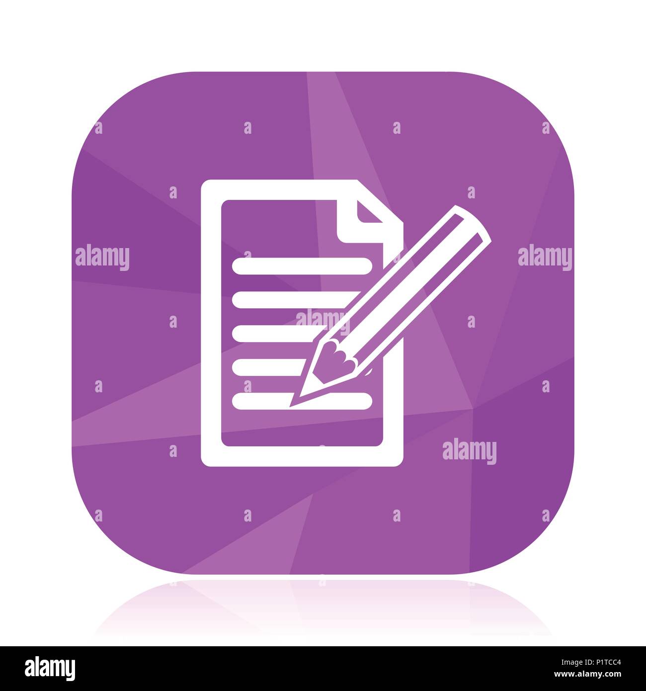 Subscribe flat vector icon. Write violet web button. Deal internet ...