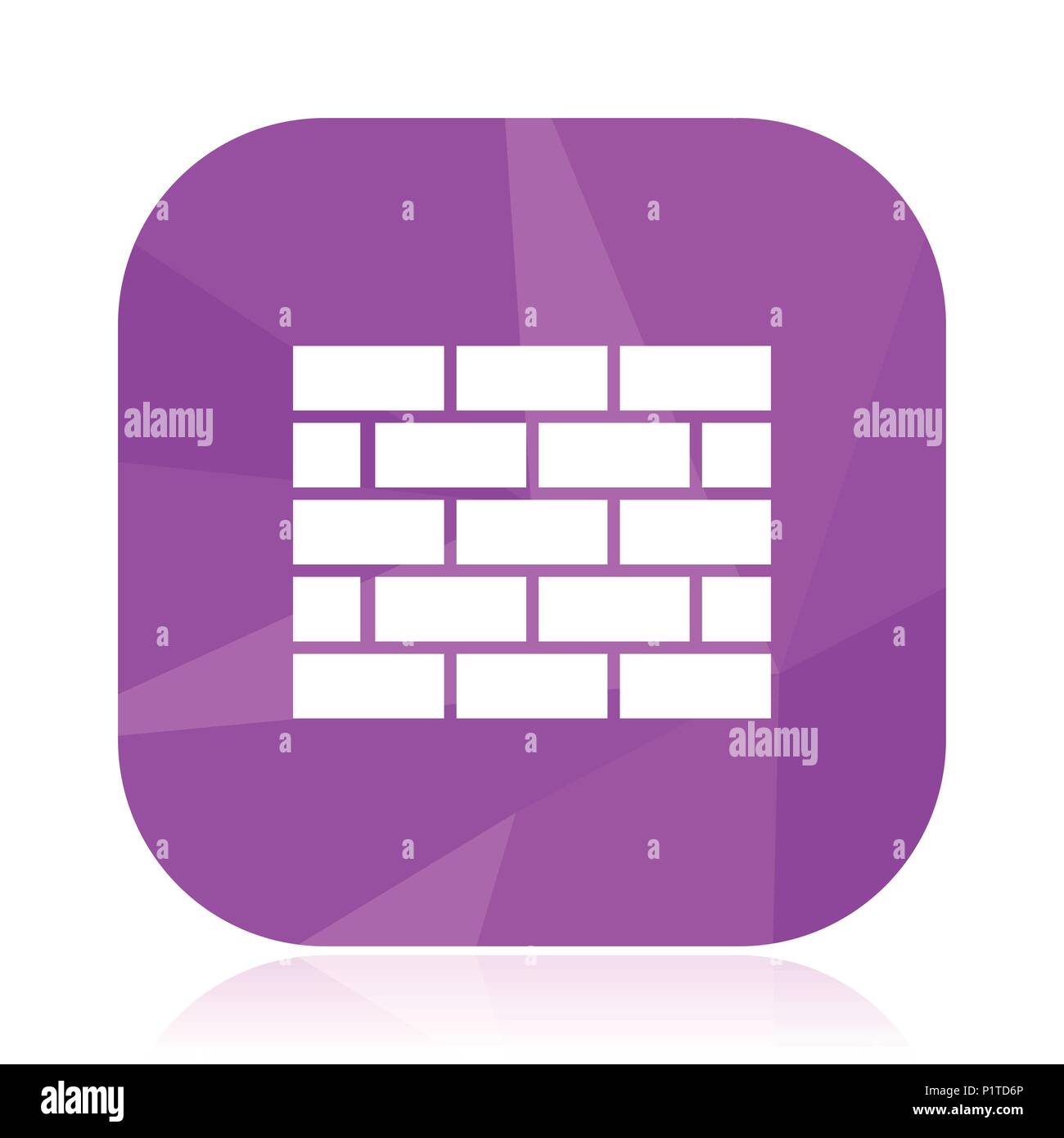 Brick wall flat vector icon. Architecture violet web button. Building ...