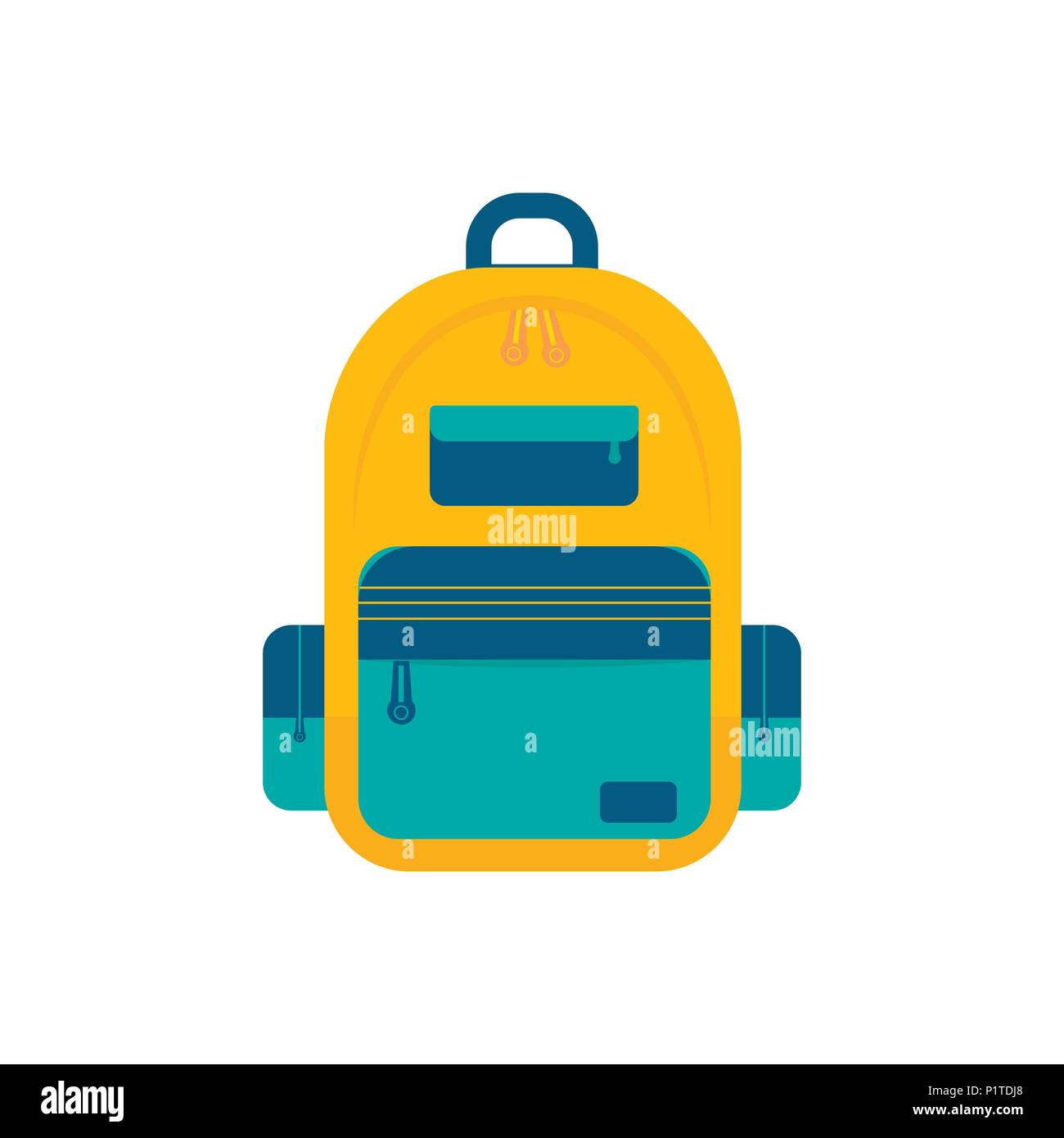 Flat vector icon of backpack isolated on white background. Vector Back ...