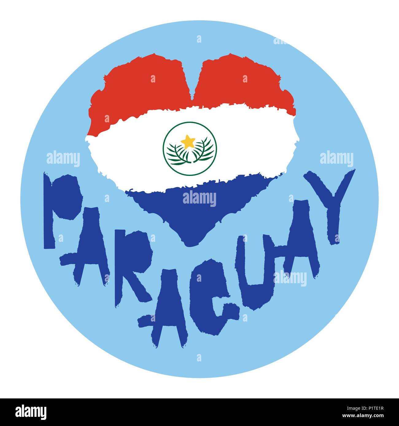 Love Paraguay, America. Vintage national flag in silhouette of heart ...