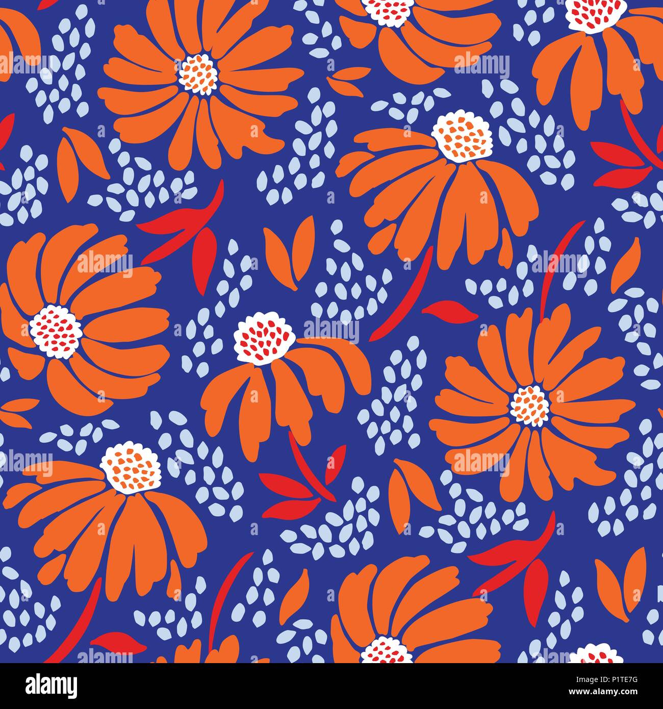 Bold graphic large scale floral vector seamless pattern. Simplistic ...