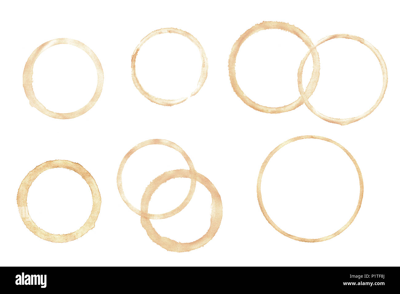 coffee stains marks or rings isolated on white paper background Stock ...