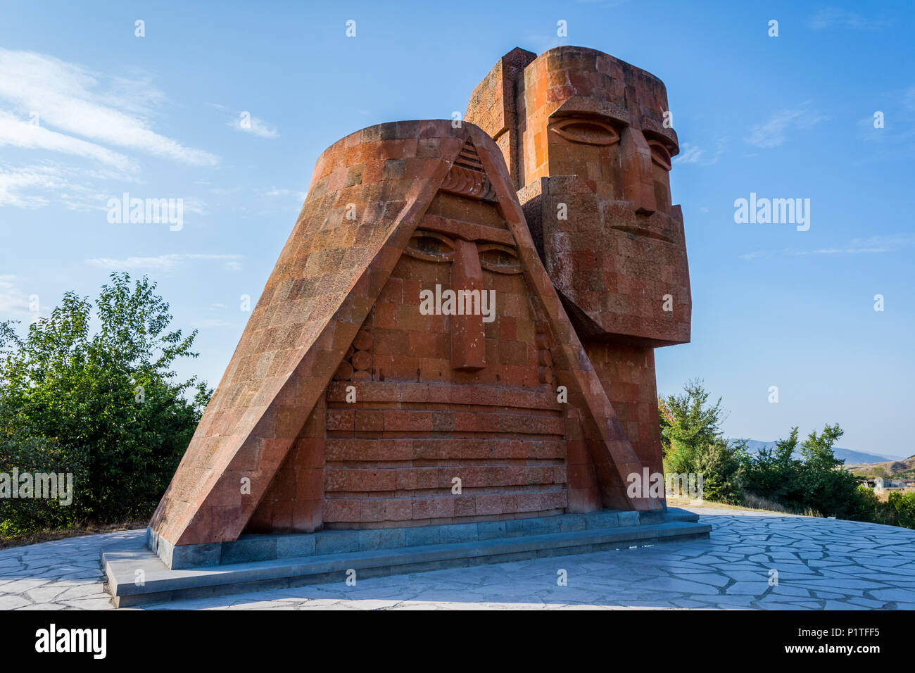 The symbol of Artsakh – the statue “We and our mountains”, Stepanakert ...