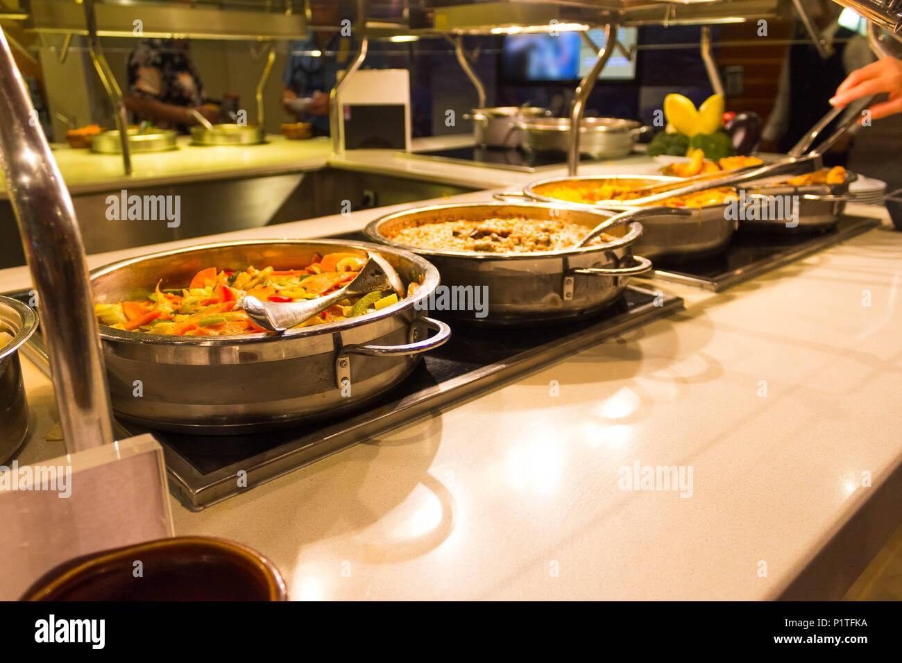 Dining Room Buffet aboard the luxury abstract cruise ship Stock Photo ...