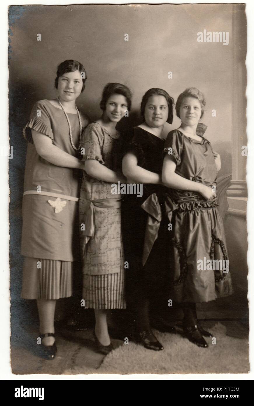 HAMBURG, GERMANY - CIRCA 1930s: Vintage photo shows a group of girls ...