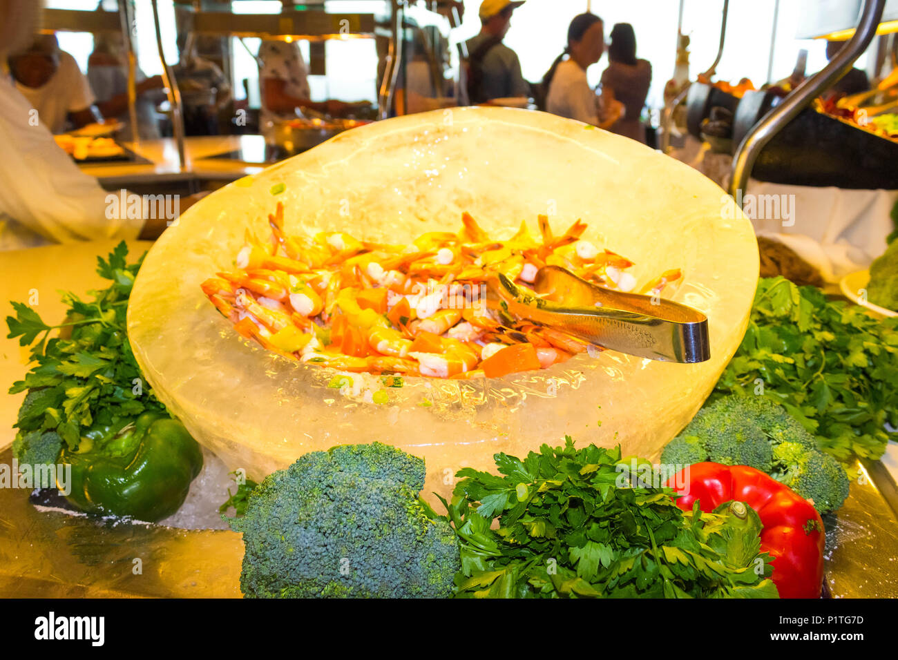 Dining Room Buffet aboard the luxury abstract cruise ship Stock Photo ...