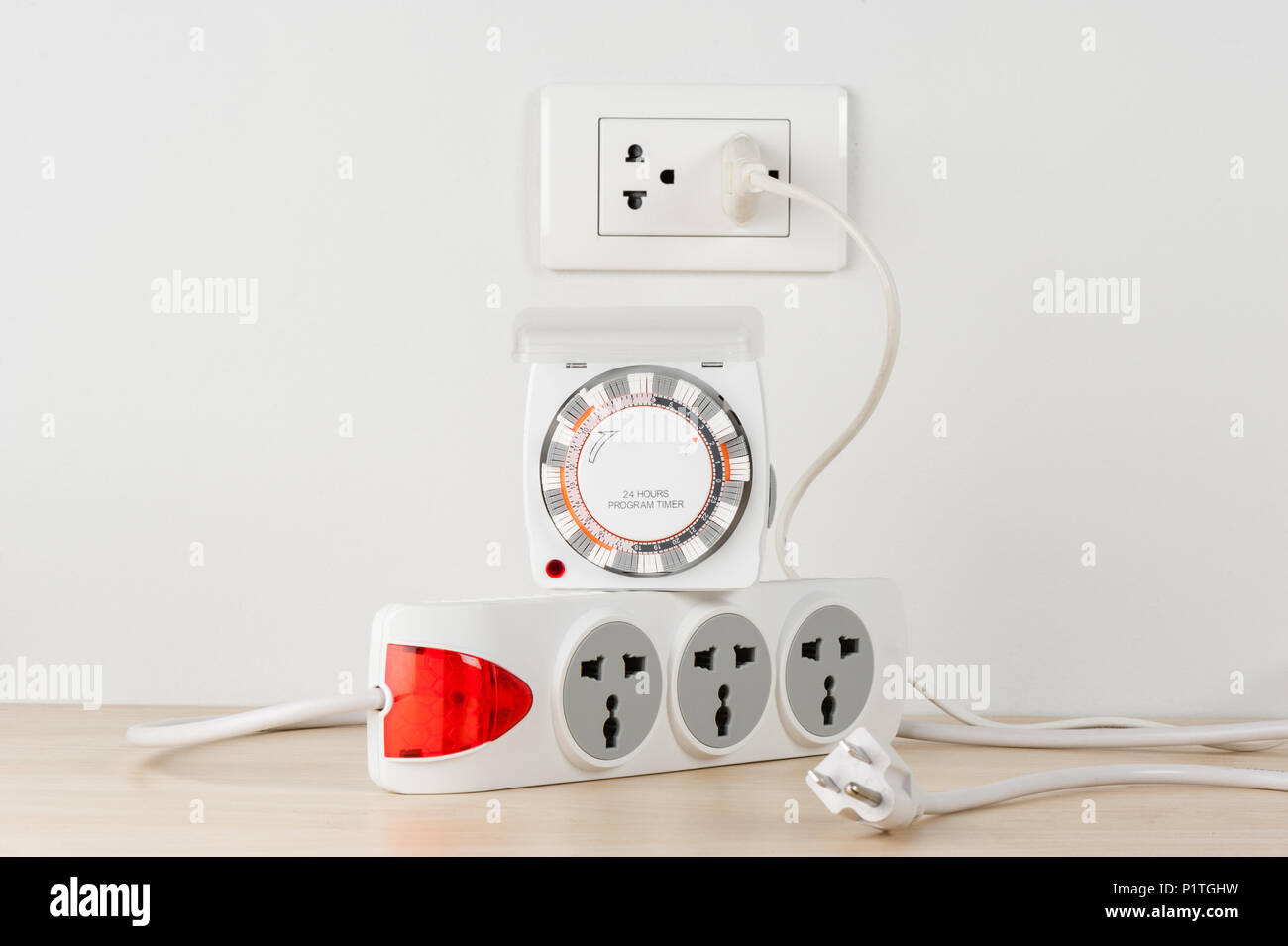 electrical socket with 24 hours program timer Stock Photo - Alamy