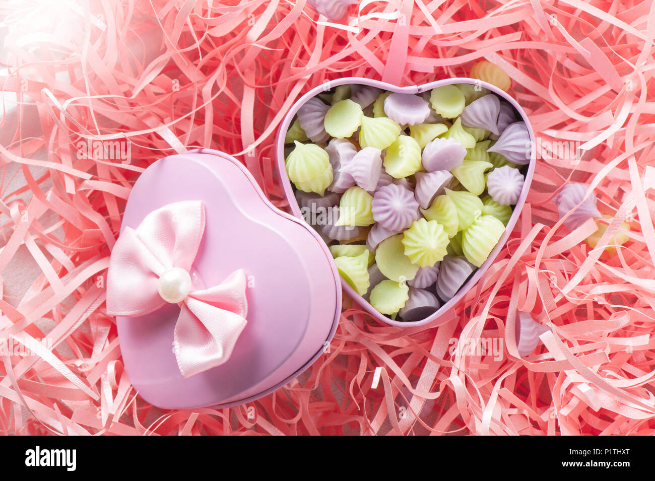 Aalaw or Alua, Thai traditional candy sweet dessert in heart box Stock ...