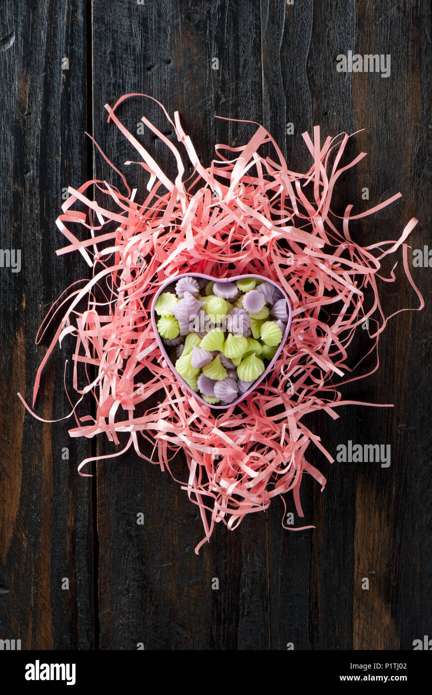 Aalaw or Alua, Thai traditional candy sweet dessert in heart box Stock ...