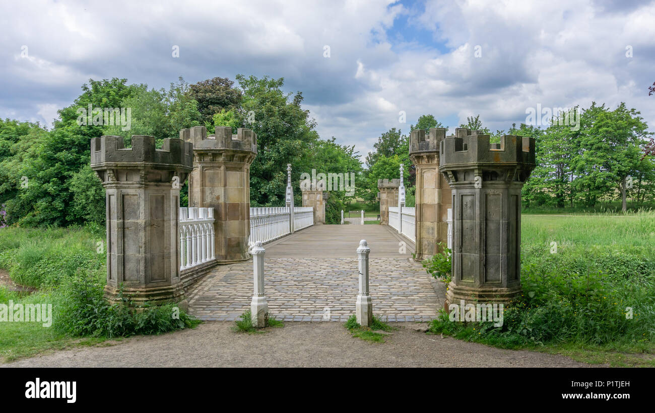 The Old Tournament Bridge irvine Scotland surrounded by trees in ...
