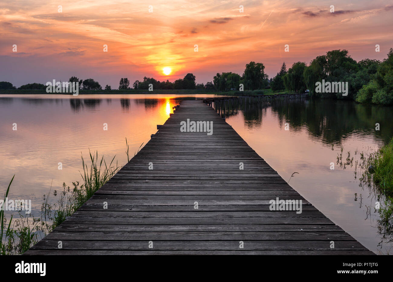 Green path over lake hi-res stock photography and images - Alamy