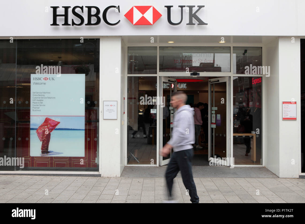 HSBC BANK. Shops and people shopping in Harrow, middlesex, London, UK ...