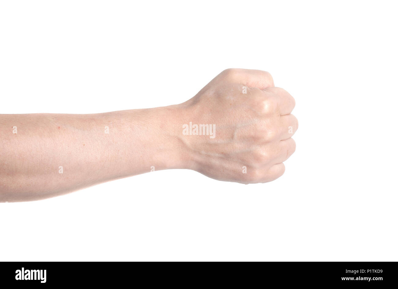 Hand with clenched a fist isolated on a white background Stock Photo ...