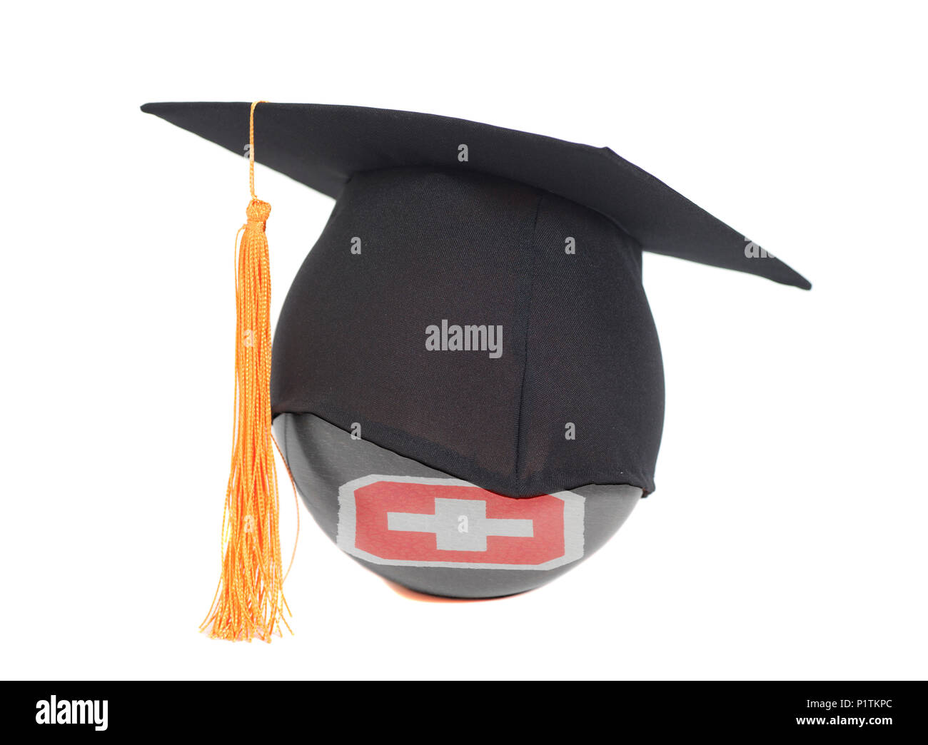 Graduation Cap and Swiss flag isolated on a white background Stock ...