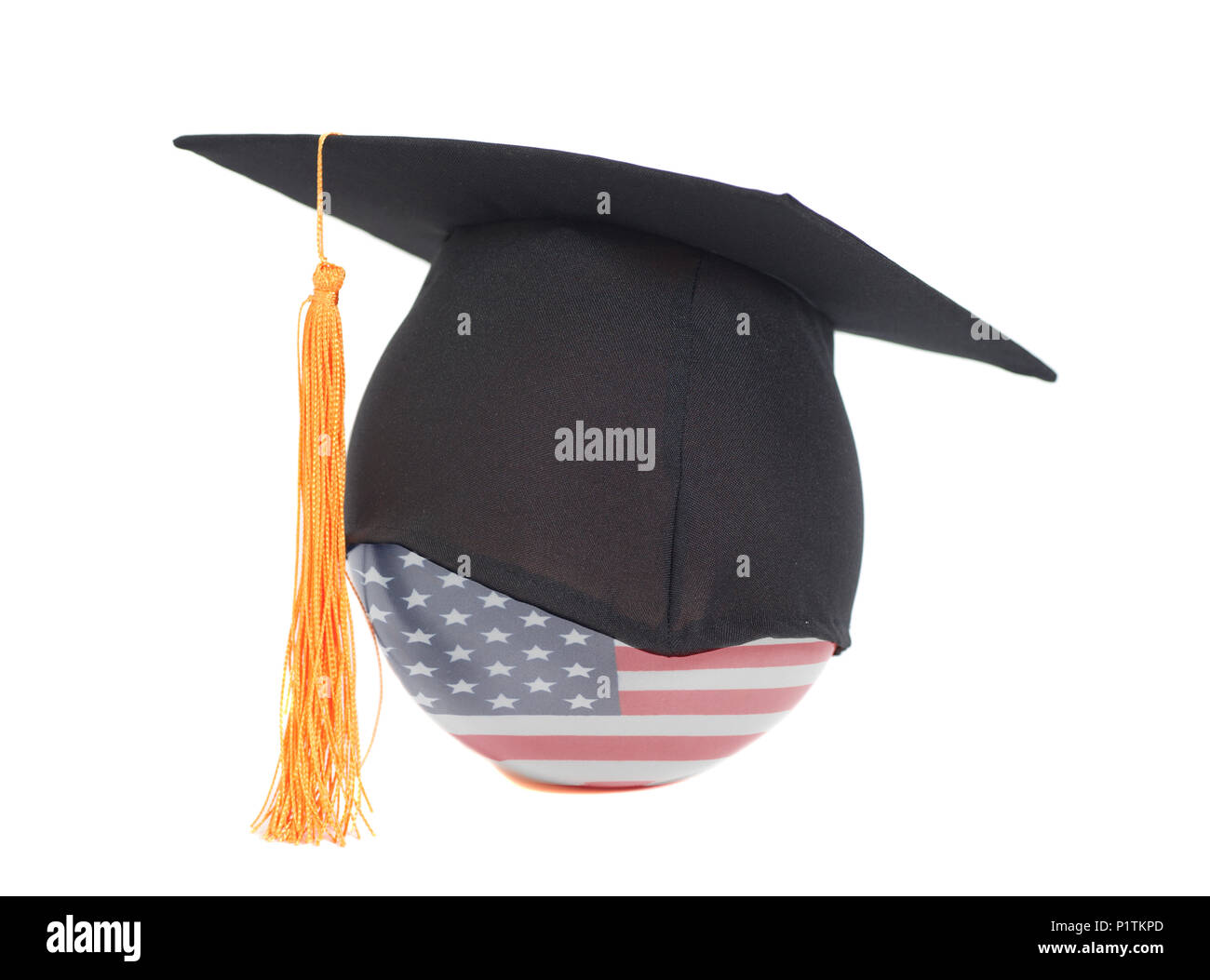 Graduation Cap and USA Flag isolated on a white background Stock Photo ...