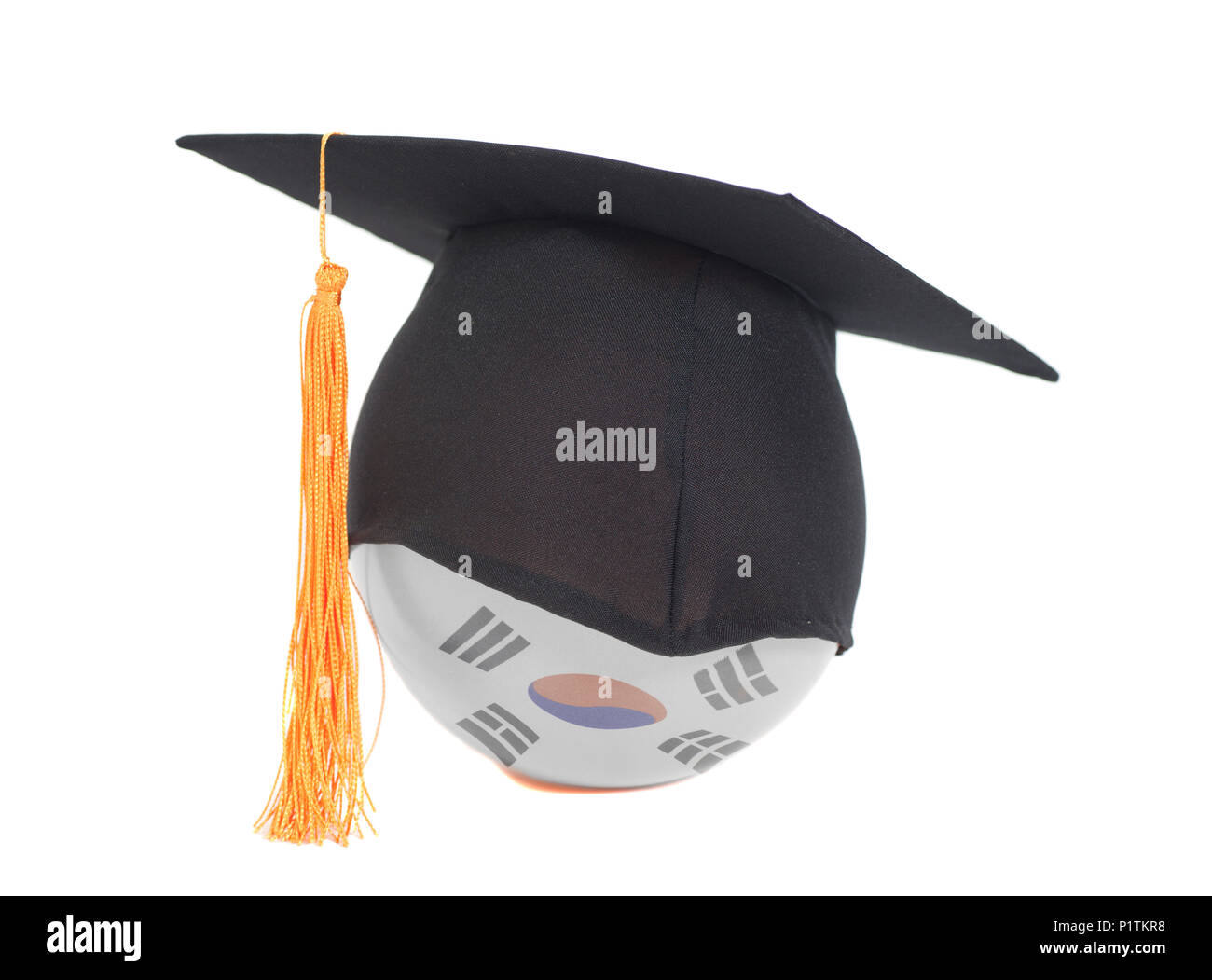 Graduation Cap and South Korean Flag isolated on a white background ...
