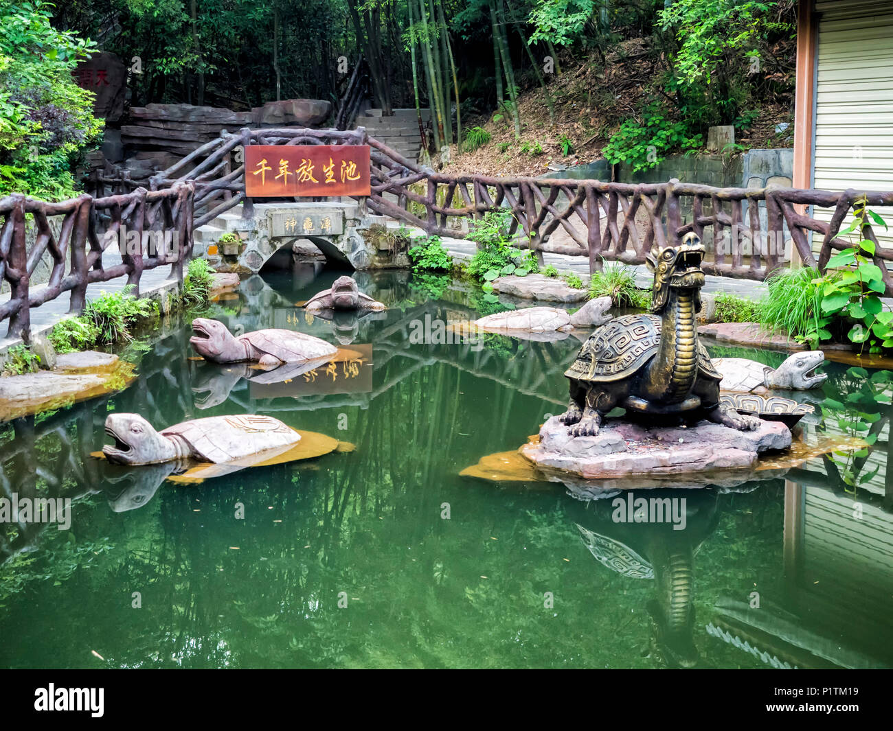 Lake Garden with turtles at Yuanjiajie Scenic Area, Wulingyuan ...