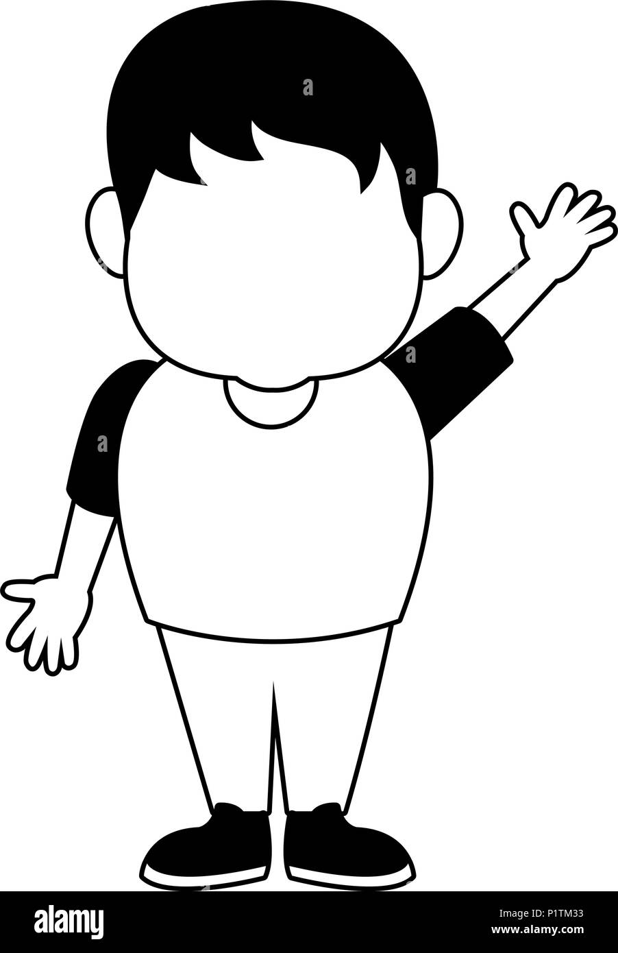 Cute boy cartoon in black and white Stock Vector Image & Art - Alamy