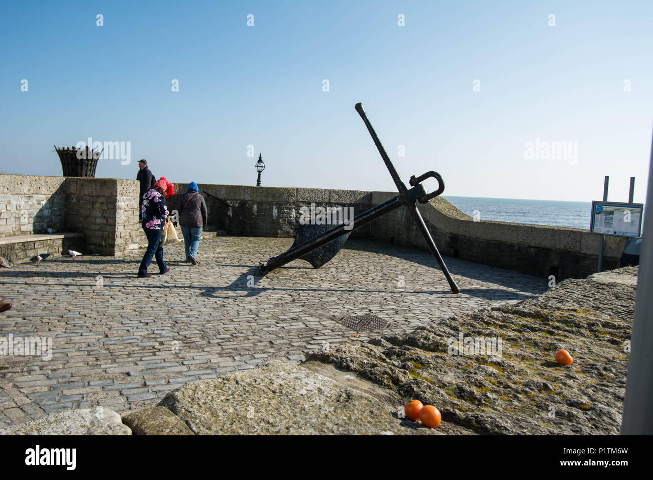 Naval ships large anchor in Lime Regis donated Gun Cliff Portland navy ...