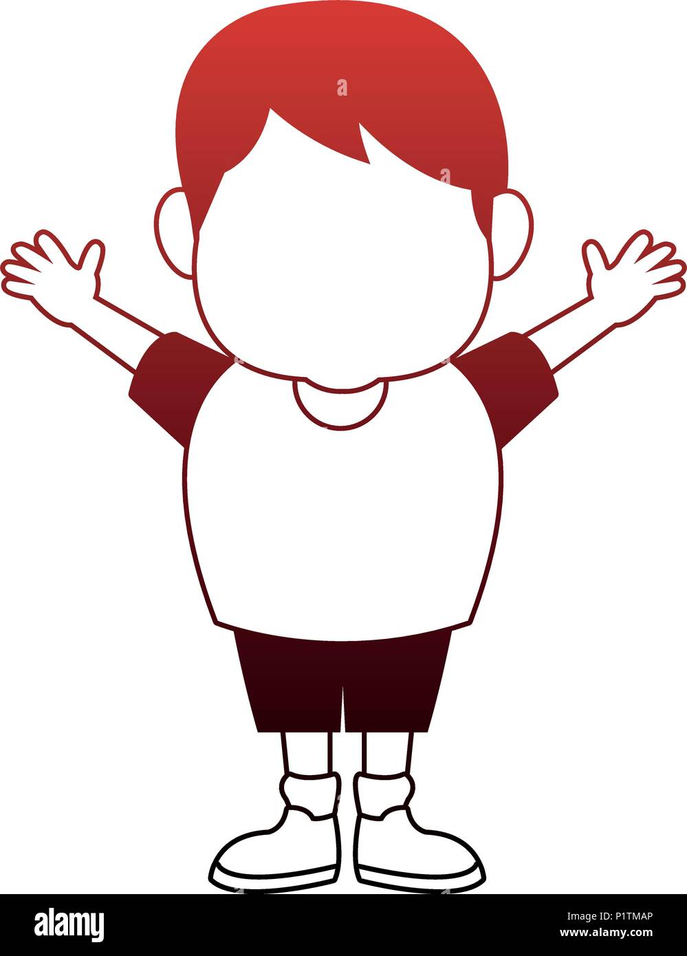 Cute boy cartoon red lines Stock Vector Image & Art - Alamy