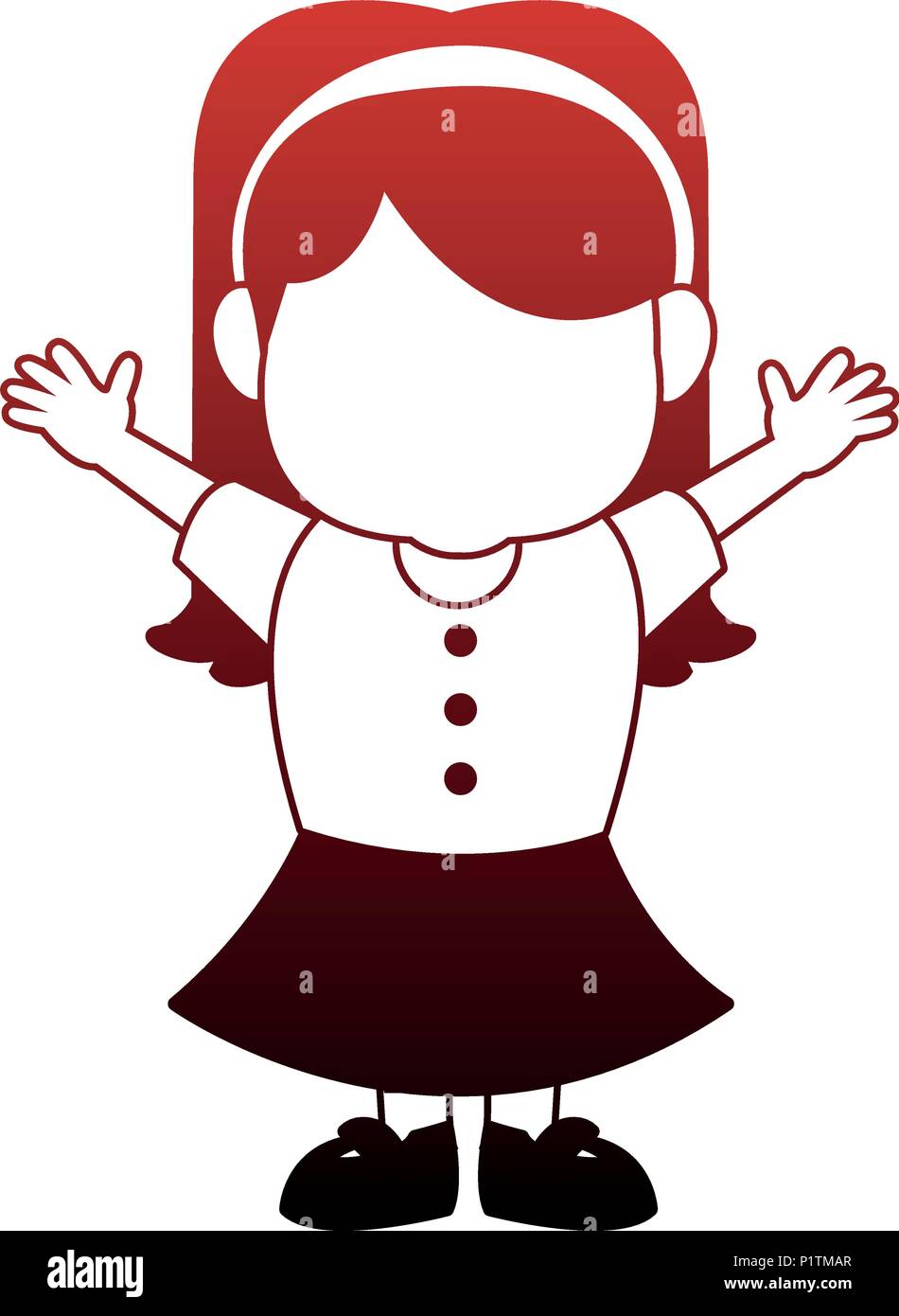 Cute girl cartoon red lines Stock Vector Image & Art - Alamy