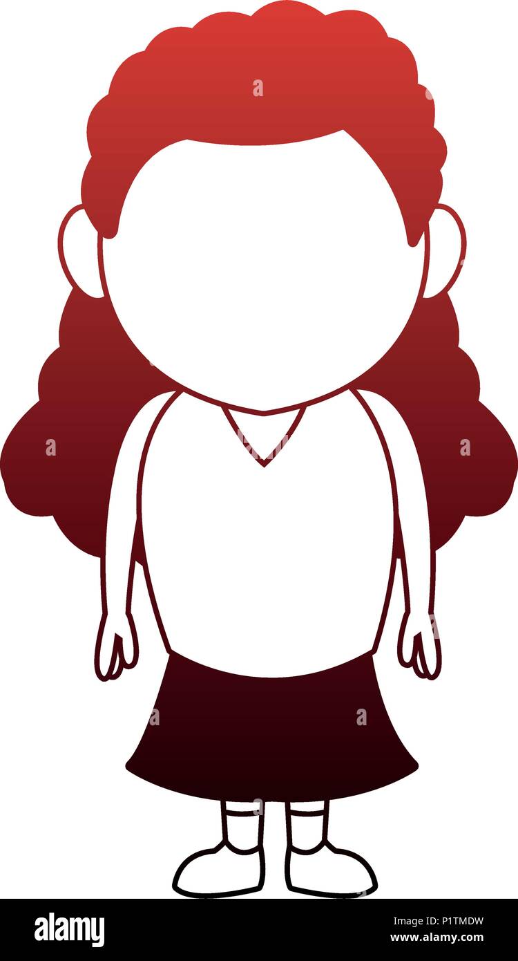 Cute girl cartoon red lines Stock Vector Image & Art - Alamy