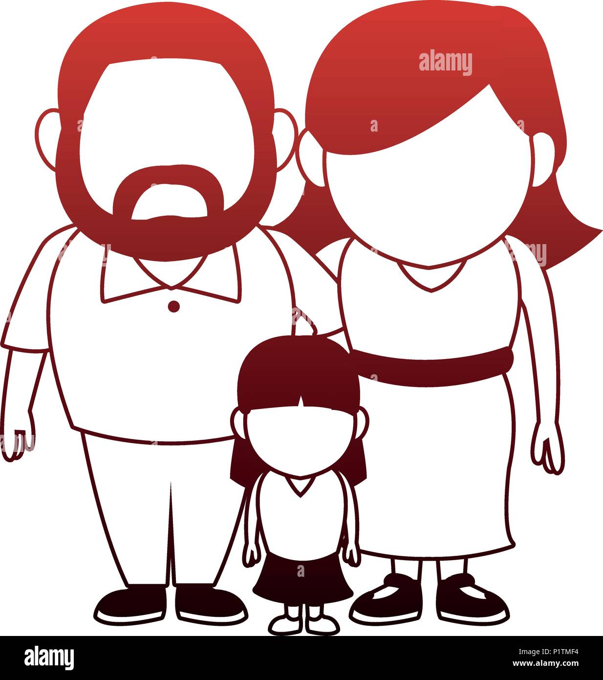Cute family cartoon red lines Stock Vector Image & Art - Alamy