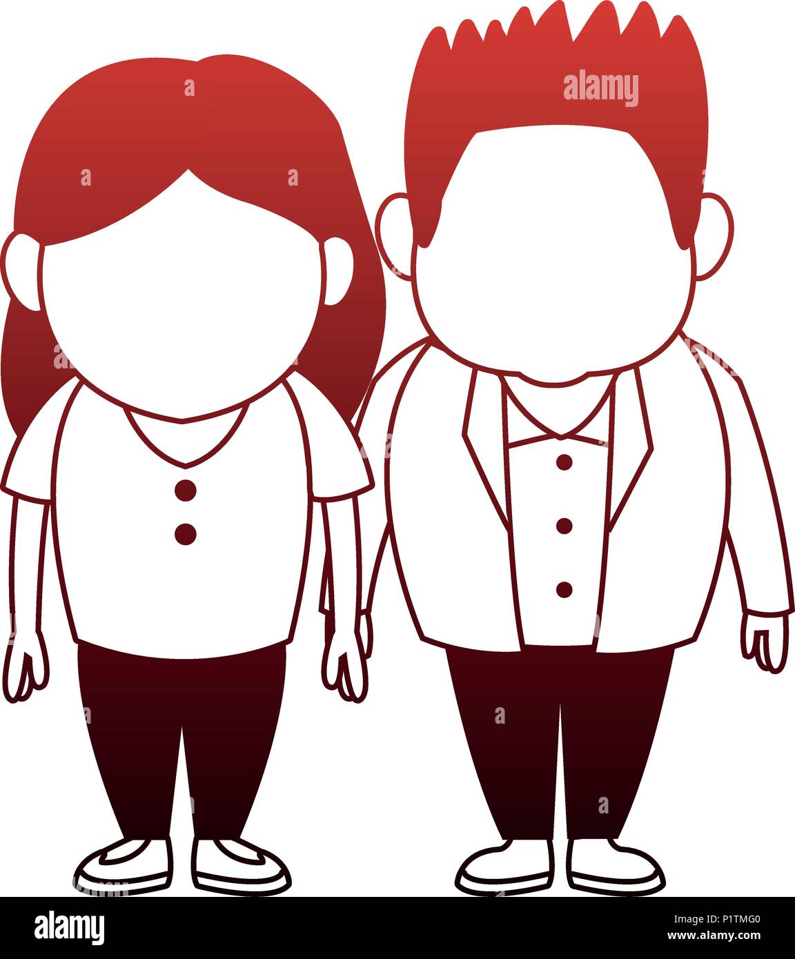 Cute young couple cartoon red lines Stock Vector Image & Art - Alamy