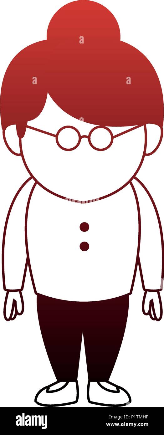Cute grandmother faceless cartoon red lines Stock Vector Image & Art ...
