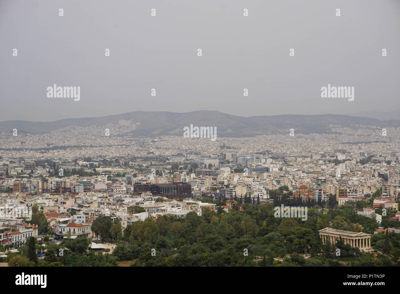 Athens, Greece: View from the Acropolis of the Doric Temple of ...