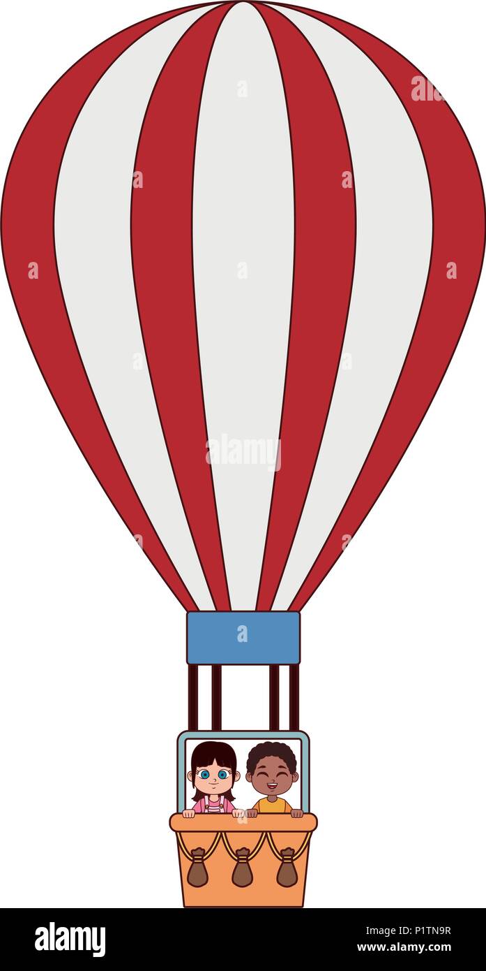 Kids flying in hot air balloon Stock Vector Image & Art - Alamy