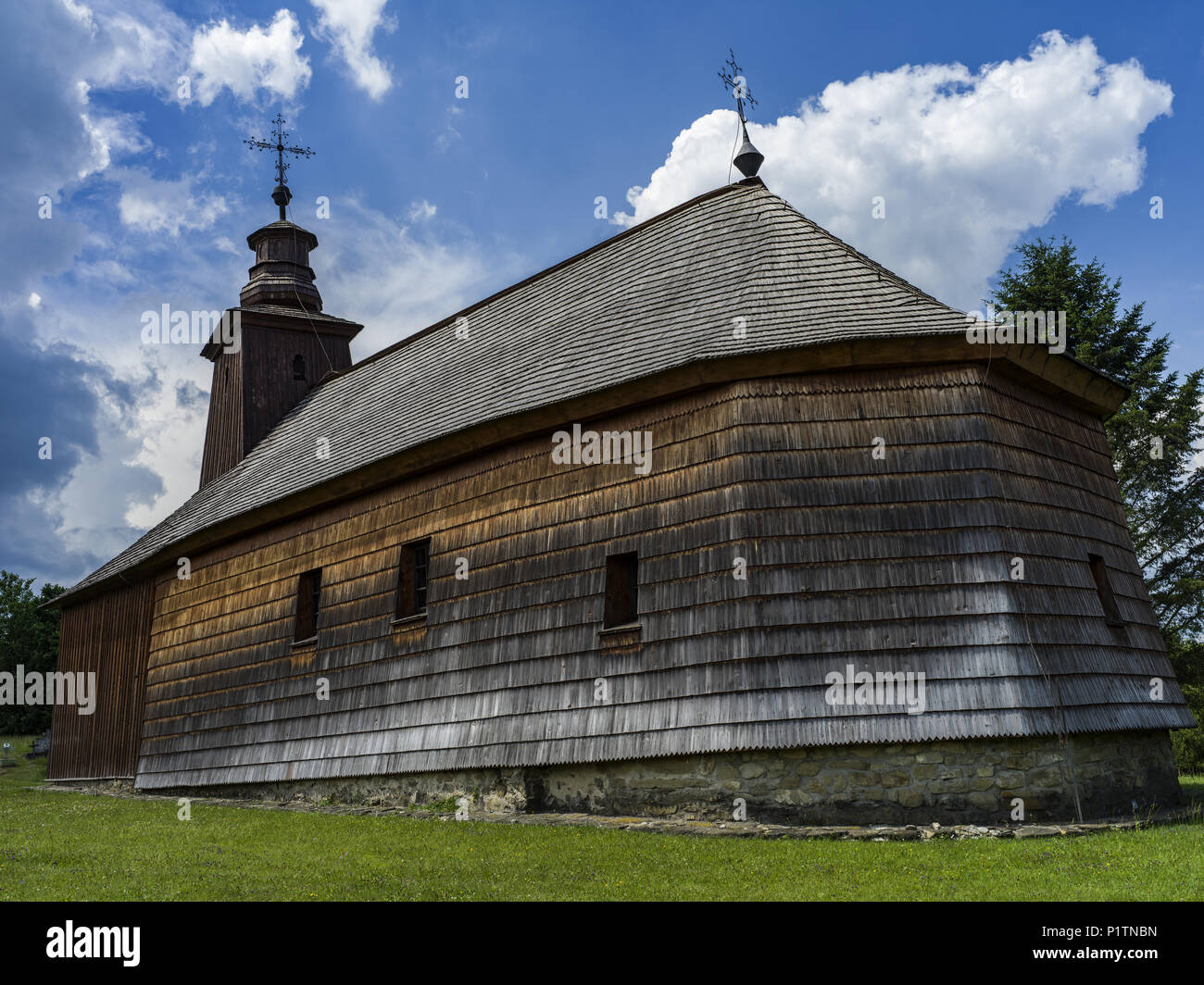 Wooden church in eastern Slovakia - Krivé Stock Photo - Alamy