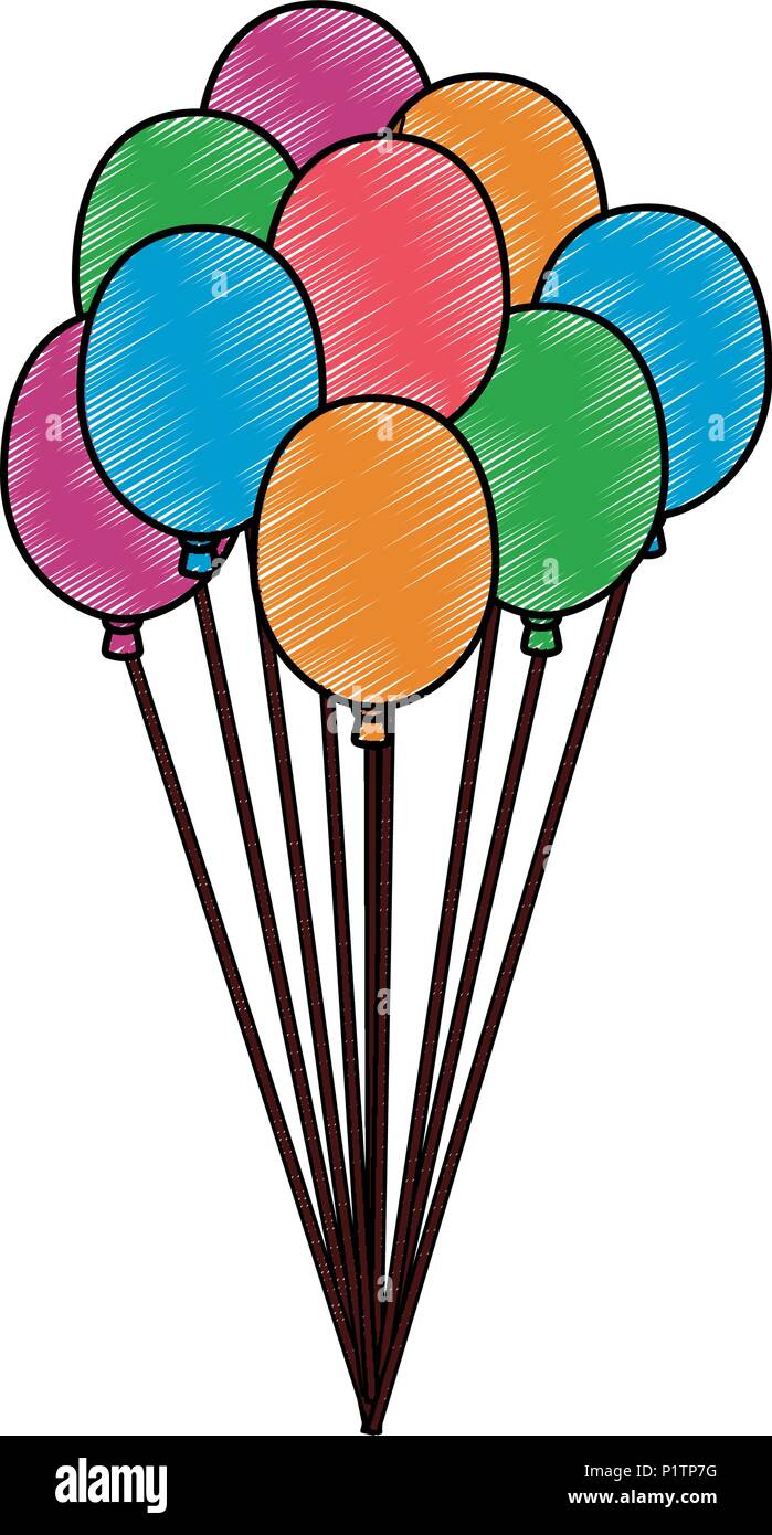 Balloons flying isolated scribble Stock Vector Image & Art - Alamy